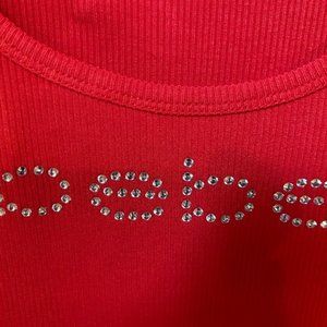 bebe | Tops | Red Bebe Tee W Rhinestones Sz S | Poshmark